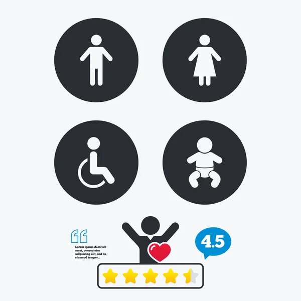 Iconos de inodoro. Signos humanos masculinos o femeninos . Vector de ...