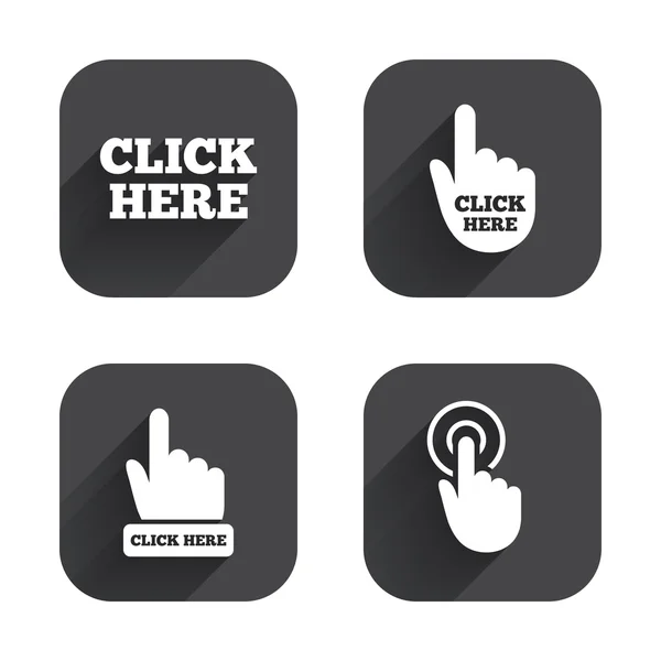 Click here signs. Hand press icons. Vector Stock Vector by ©Blankstock ...