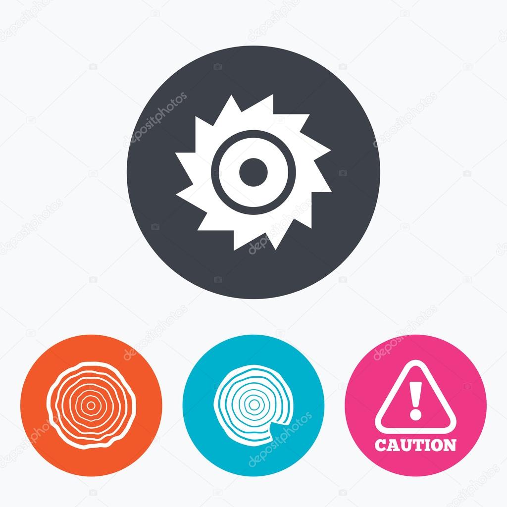 Wood and saw circular wheel icons. Stock Vector Image by ©Blankstock ...