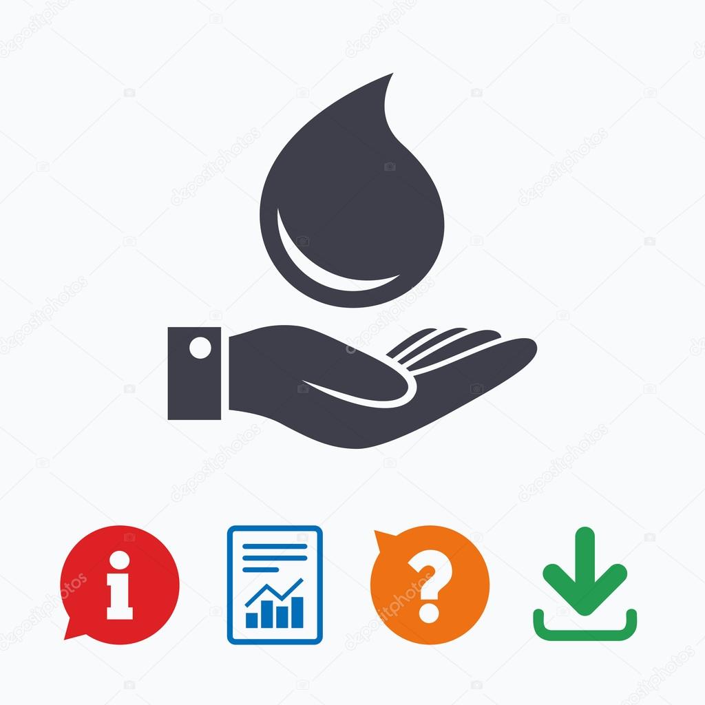 Water drop and hand sign. Stock Vector by ©Blankstock 94766678