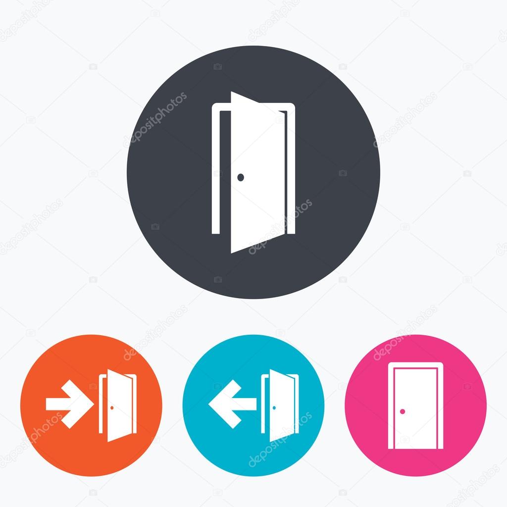 Doors signs. Emergency exit with arrow Stock Vector by ©Blankstock 94768796