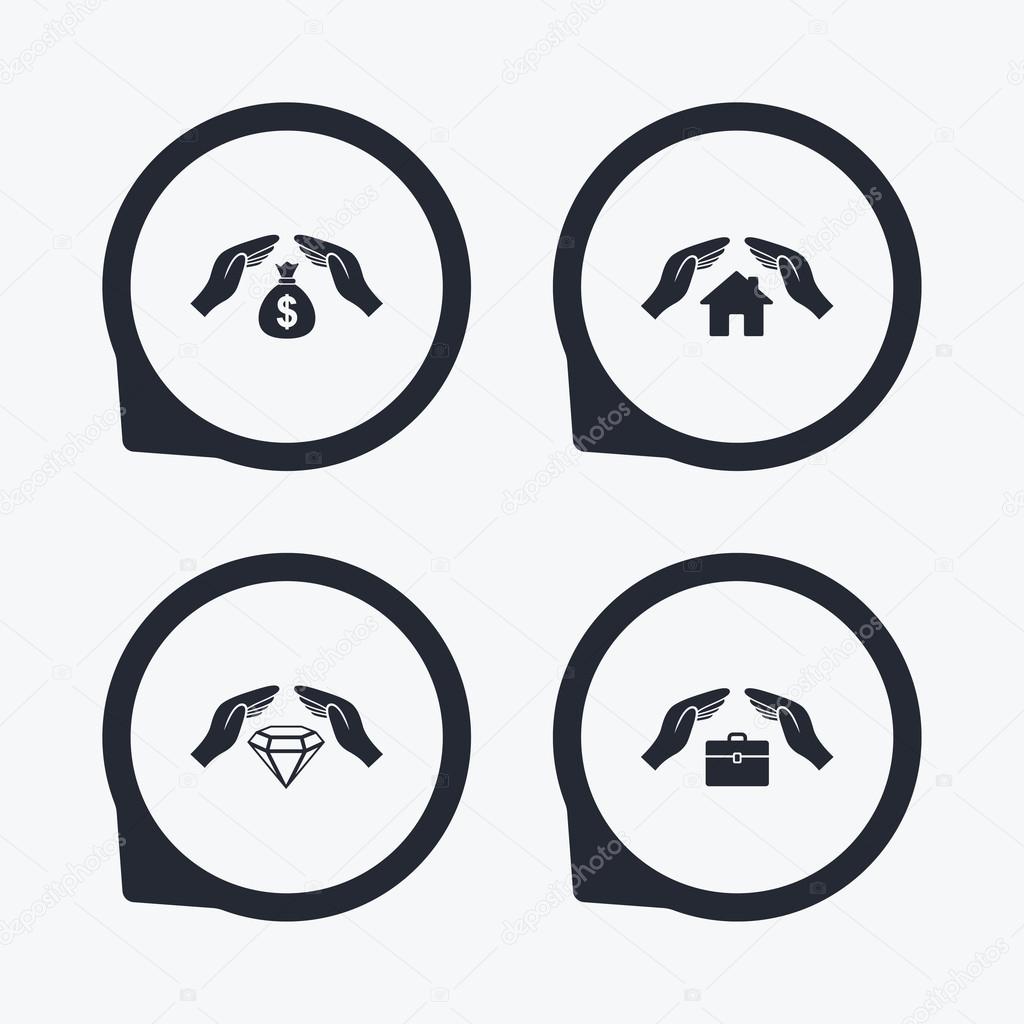 Hands insurance icons. Stock Vector by ©Blankstock 96140254