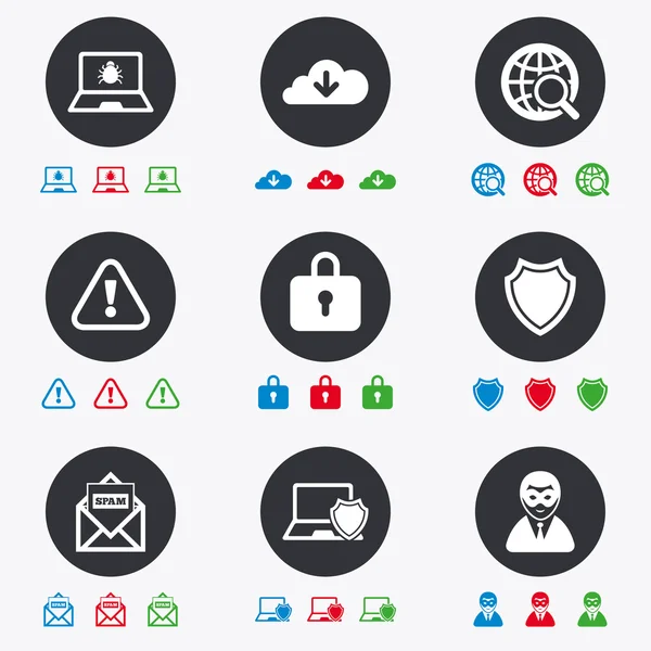 Internet privacy icons. Cyber crime signs. Stock Vector Image by ...