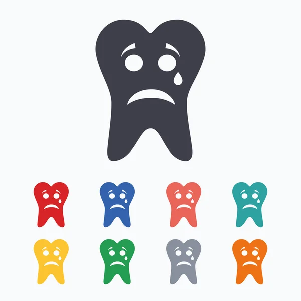 Tooth sad face with tear sign Stock Vector by ©Blankstock 87967744