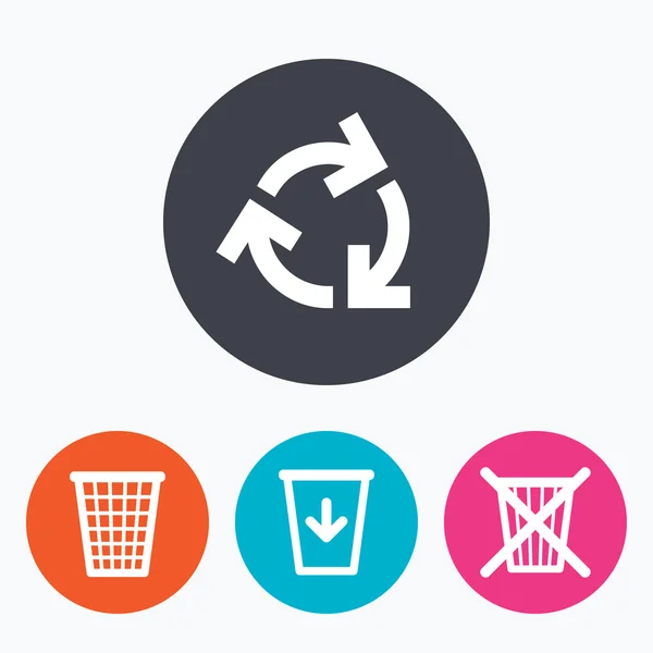 Iconos Papelera Reciclaje Reutilizar Reducir Símbolos Papeleras Señales