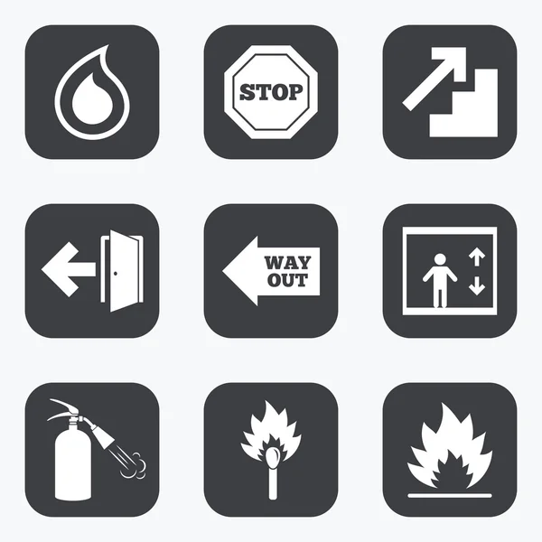 Fire safety, emergency icons. - Stock Image - Everypixel