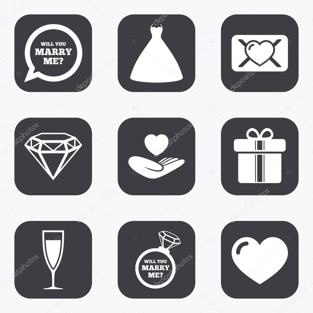 Wedding, engagement icons. Stock Vector by ©Blankstock 99438700