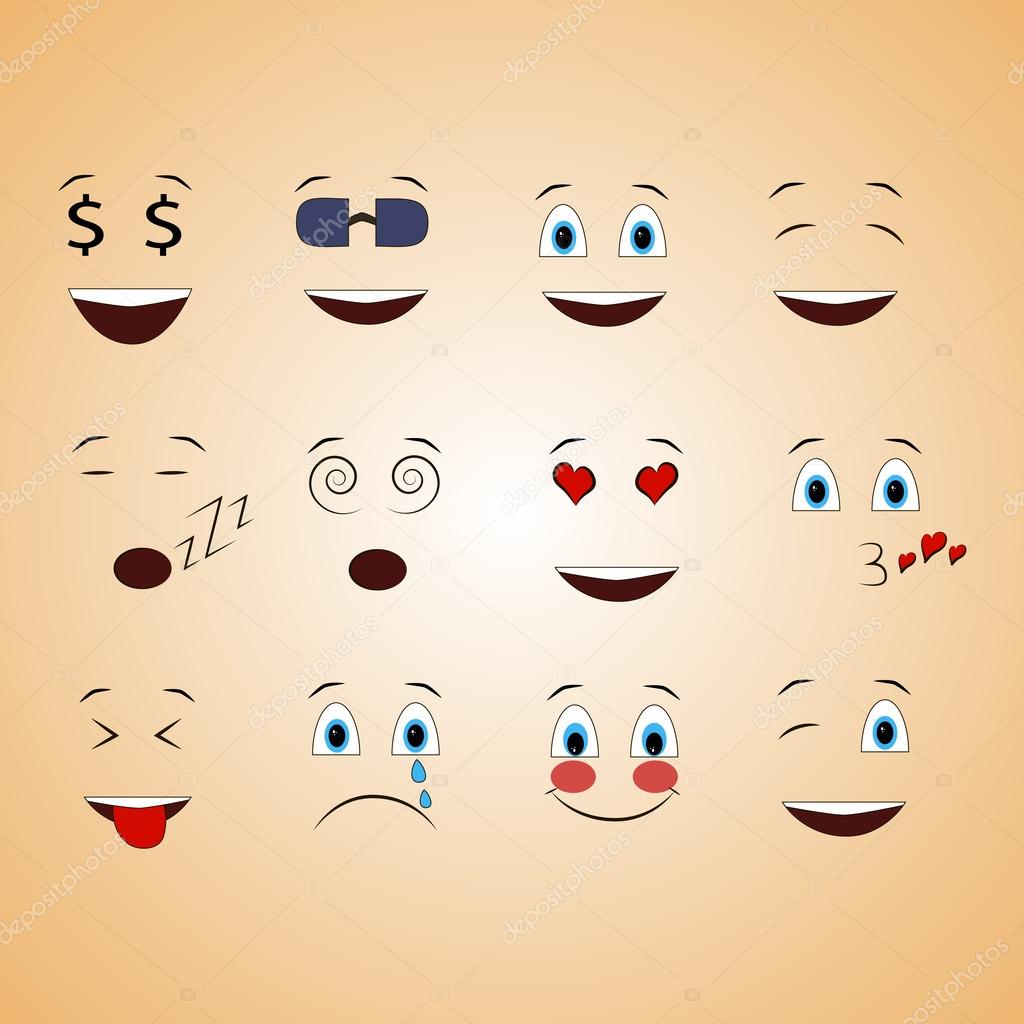 Different emotions, smile, funny — Stock Vector © dasha122007 #106161932