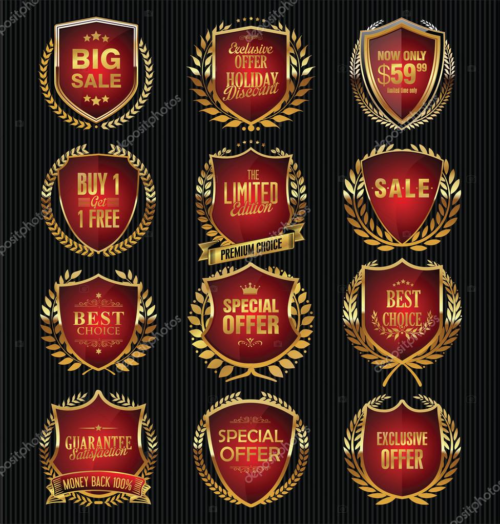 Trophy and awards golden badges and labels collection Stock Vector ...