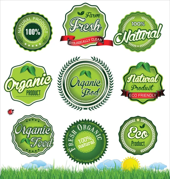 Collection of eco and bio labels Stock Vector by ©totallyout 19014837