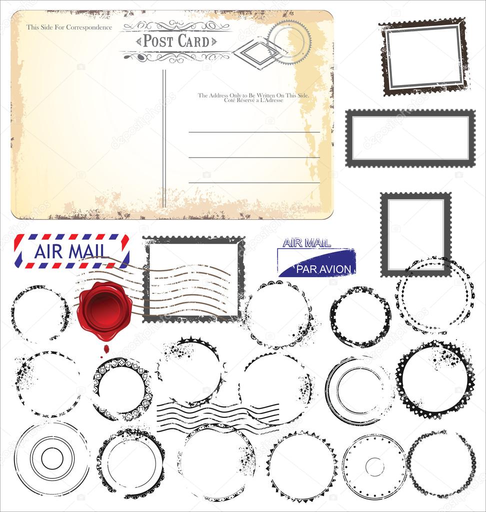 Set of post stamp symbols, vector illustration — Stock Vector ...
