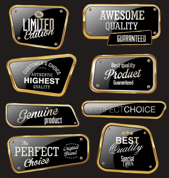 Collection Retro Gold Black Badge Label Design Stock Vector Image by ...