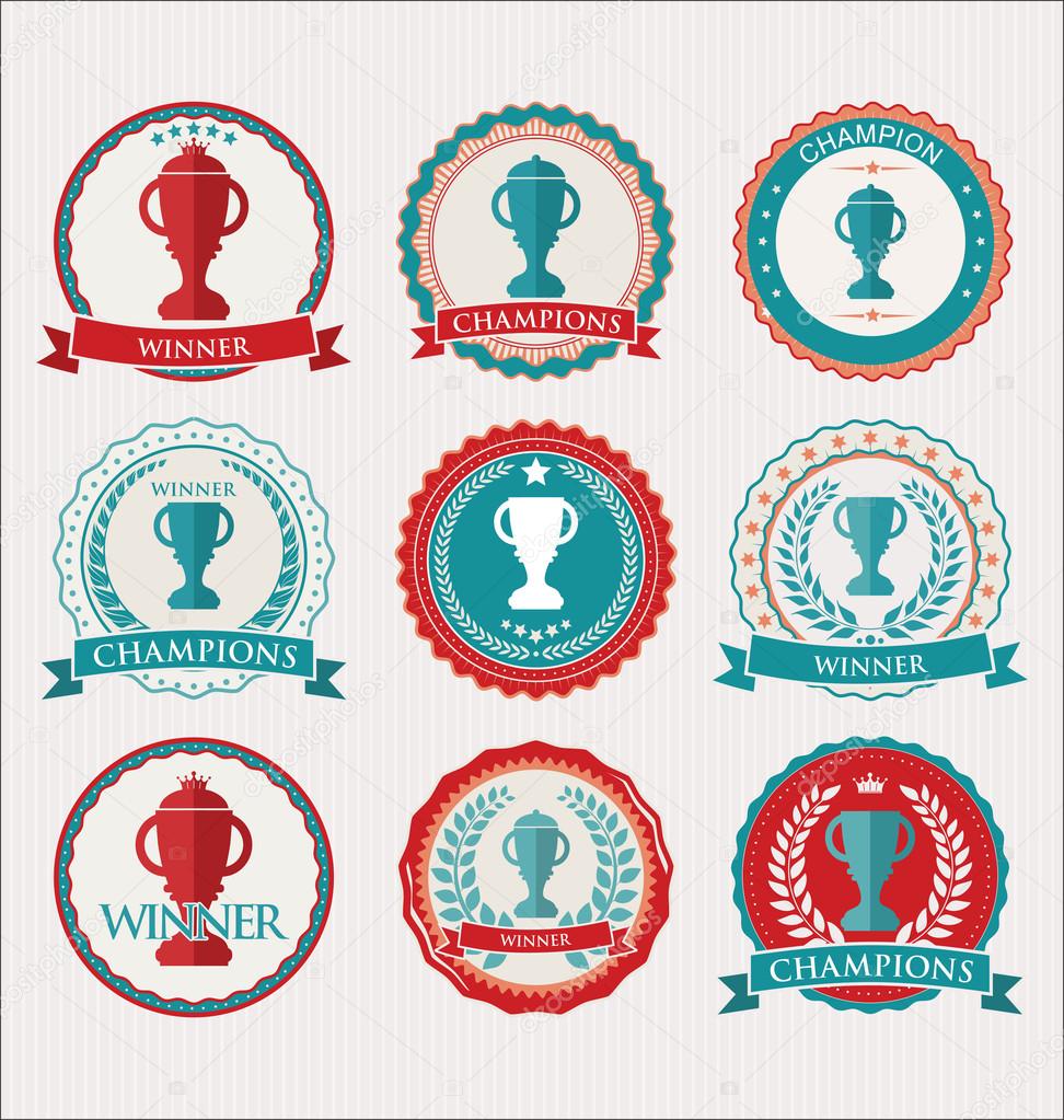 Award design retro elements blue and red collection Stock Vector Image ...