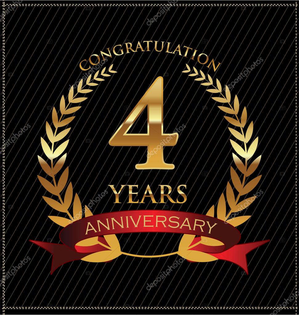 Anniversary golden laurel wreath 4 years — Stock Vector © totallyout ...