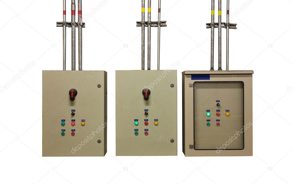 Electric system in cabinet building system isolated background — Stock ...