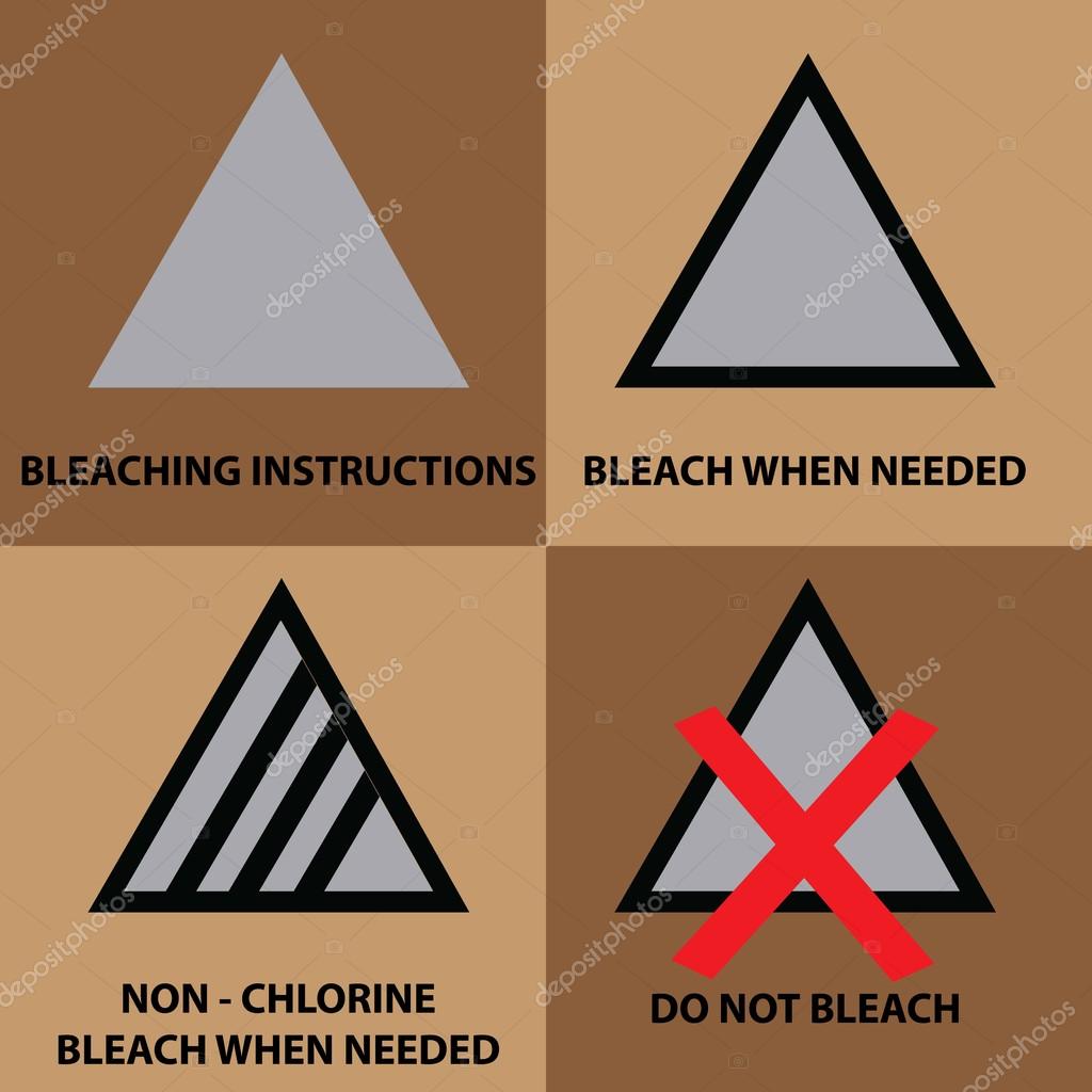 Set of bleaching instruction symbols to be use on laundry. flat vector ...
