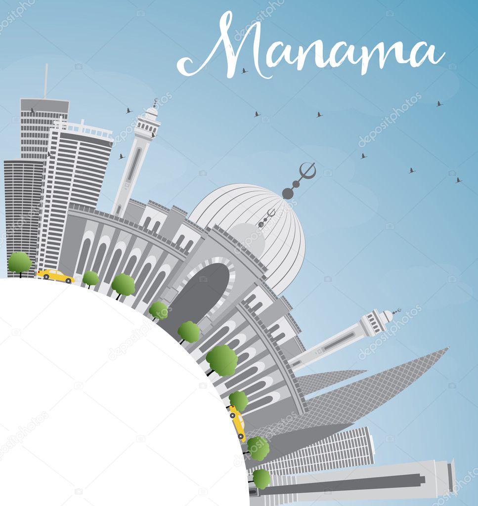 Manama Skyline with Gray Buildings and Copy Space. Stock Vector Image ...