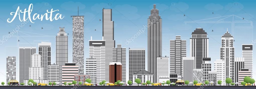 Atlanta Skyline with Gray Buildings and Blue Sky. Stock Vector Image by ...