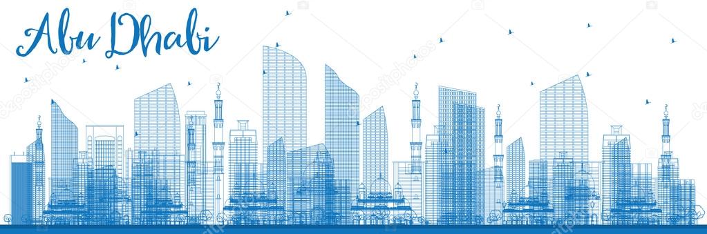 Outline Abu Dhabi City Skyline with Blue Buildings. Stock Vector by ©booblgum 112828952