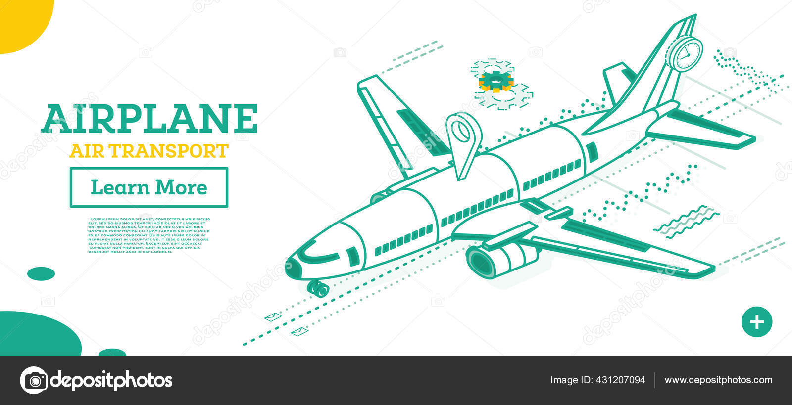 Outline Isometric Airplane Isolated White Take Passenger's Airliner ...