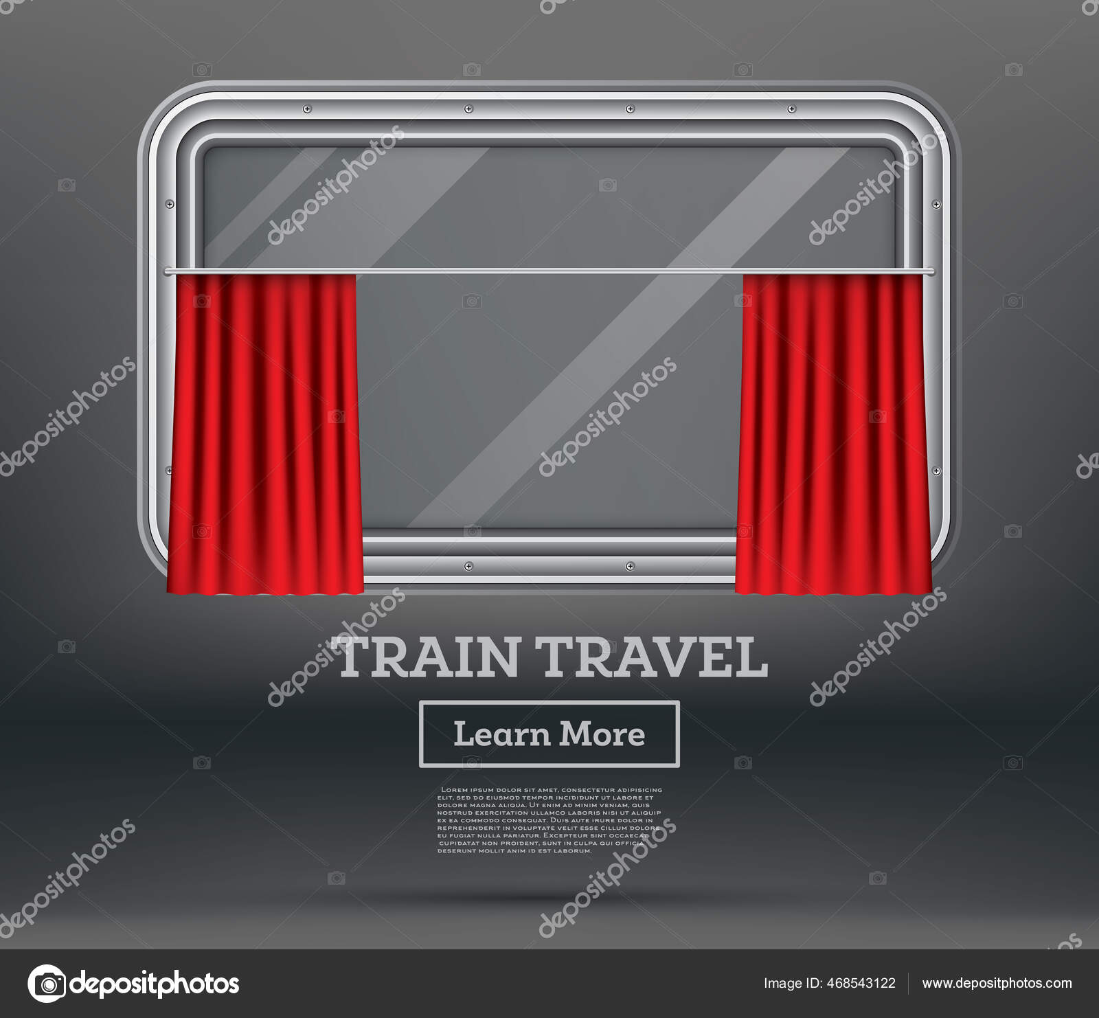 Train Window Red Curtain Train Travel Vector Illustration Stock Vector ...
