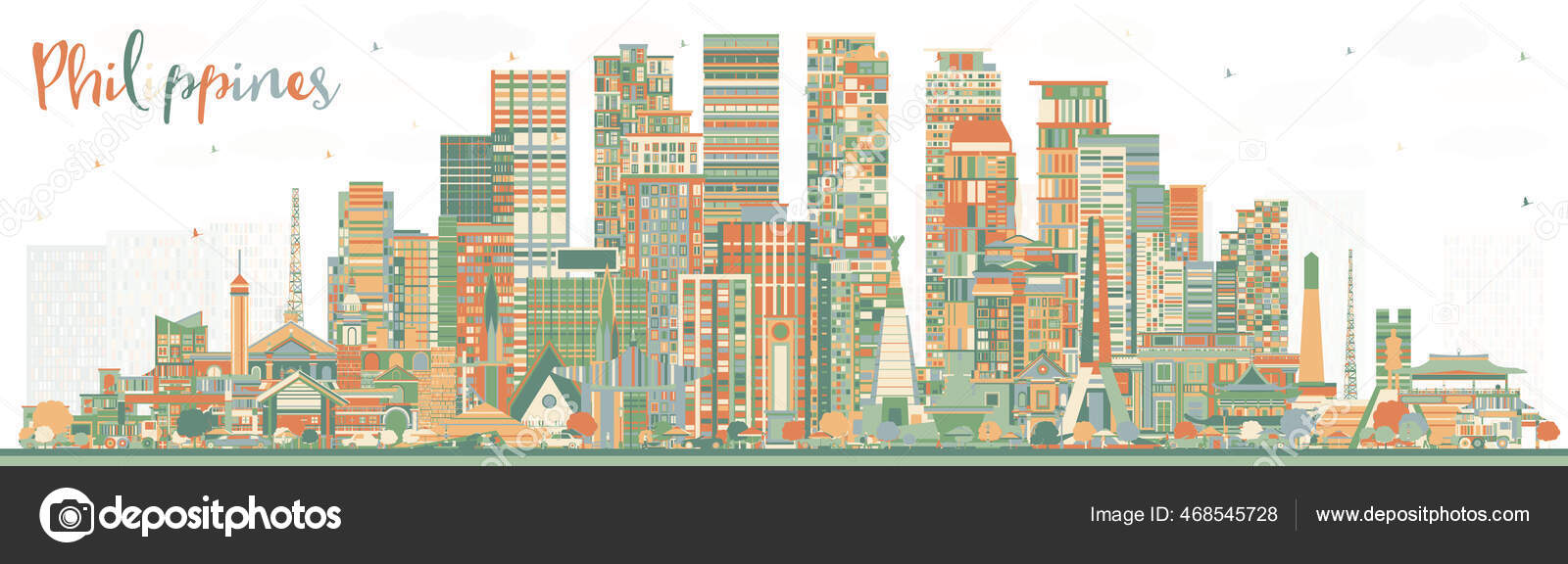 Philippines City Skyline Color Buildings Vector Illustration Travel ...