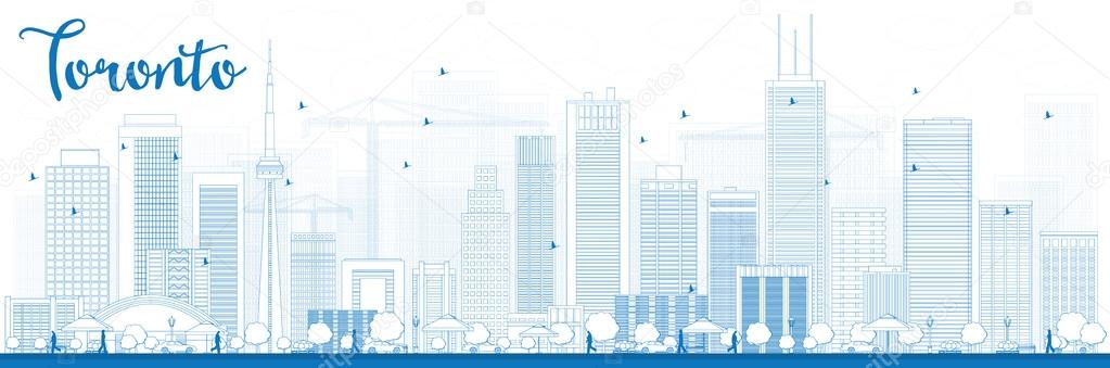 Outline Toronto skyline with blue buildings Stock Vector Image by ...
