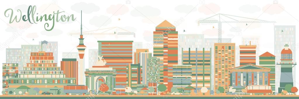 Abstract Wellington skyline with color buildings. Stock Vector Image by ...