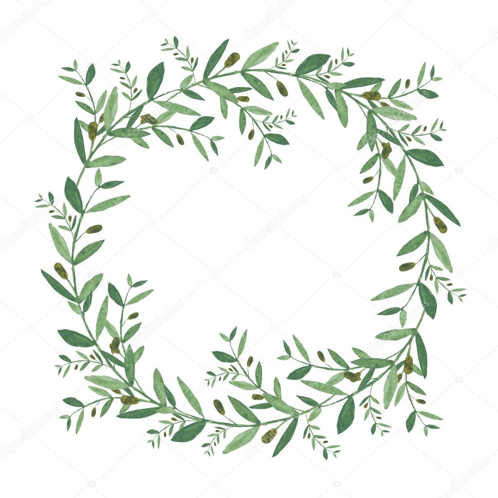 Watercolor olive wreath. — Stock Photo © booblgum #96354896 Watercolor olive wreath. — Stock Photo © booblgum #96354896