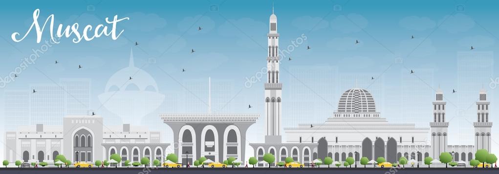 Muscat Skyline with Gray Buildings and Blue Sky. Stock Vector Image by ...