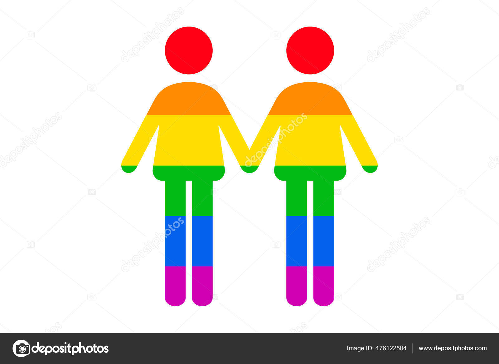 Two Man Icon Rainbow Gay Flag Isolated White Background Lgbtq Stock ...