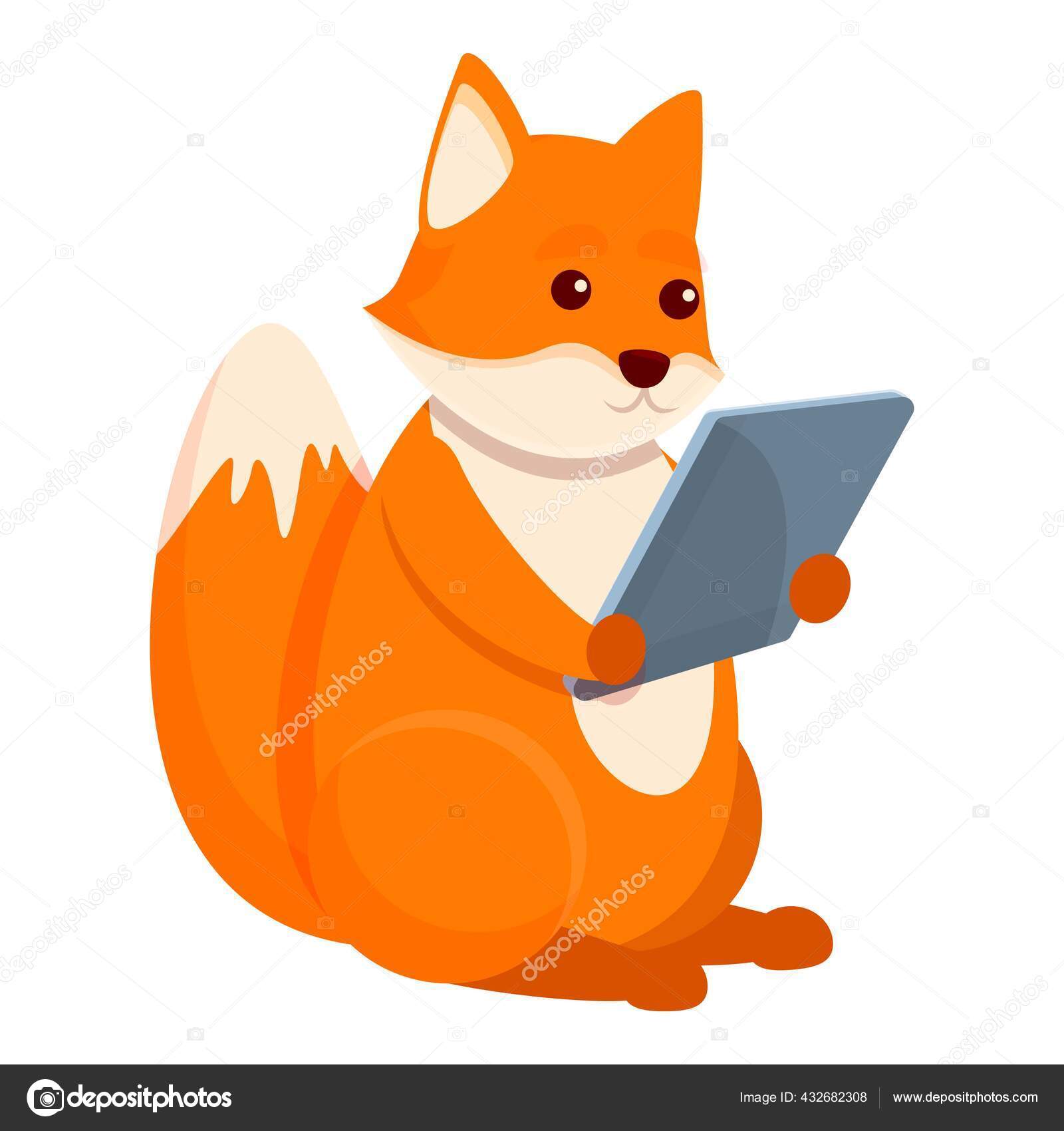 Fox with tablet icon, cartoon style Stock Vector Image by ©Nsit0108 ...
