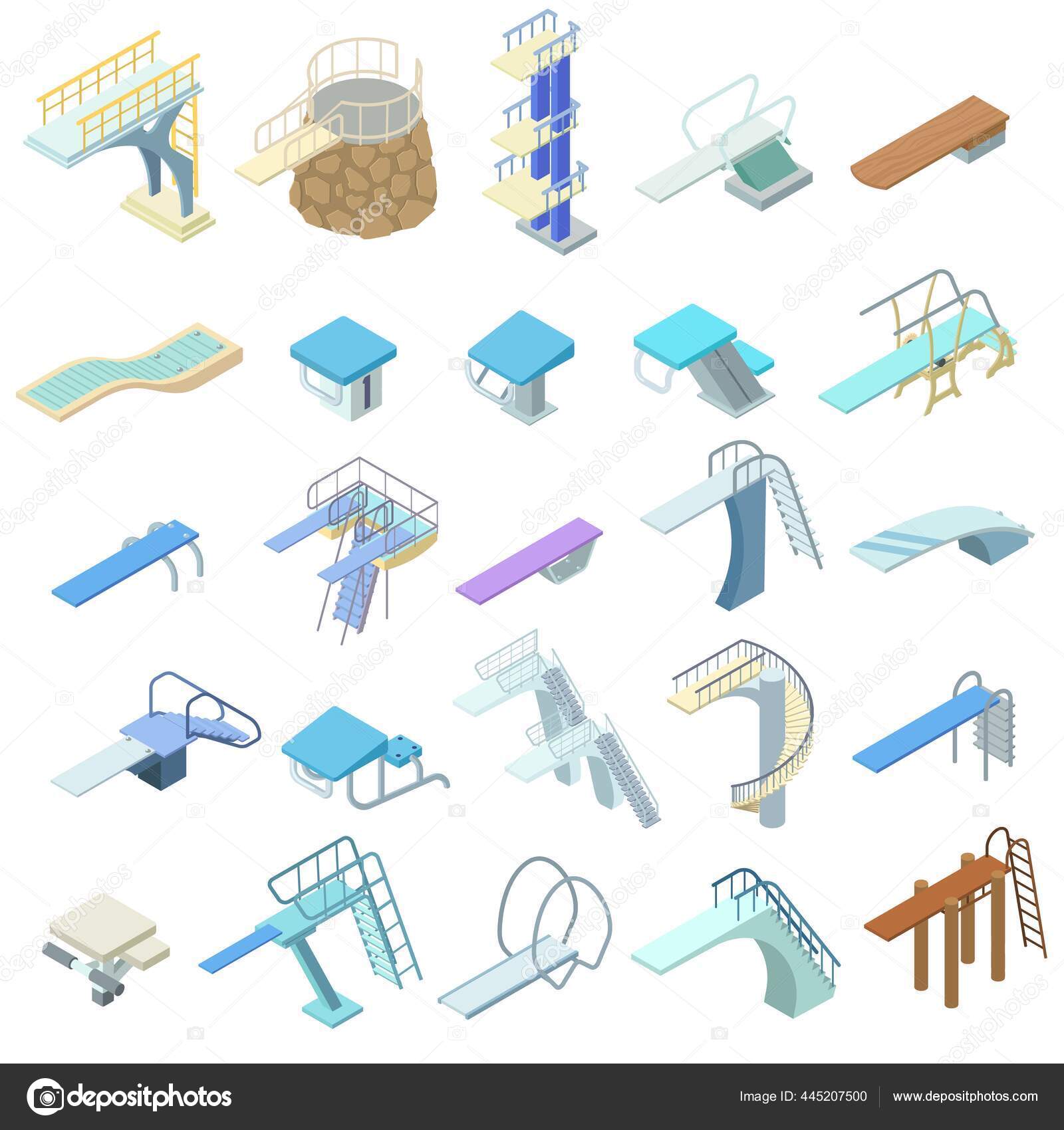 Diving board icons set, isometric style Stock Vector Image by ©Nsit0108 ...