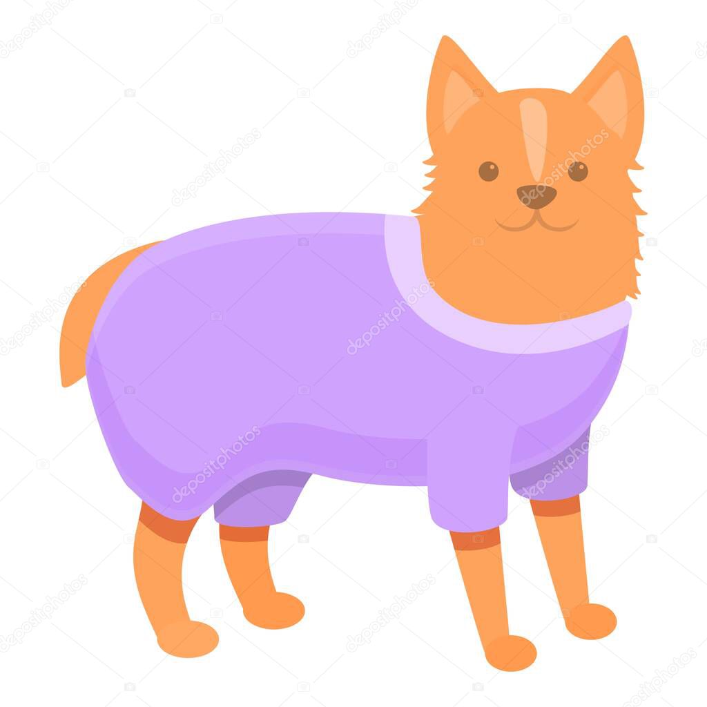 Icono de ropa de perro violeta, estilo de dibujos animados 2023