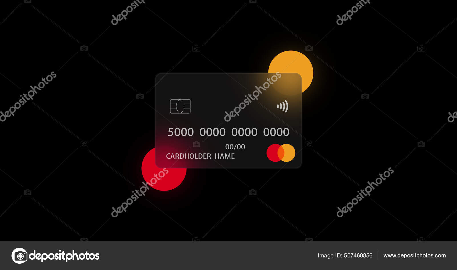 Neutral Mastercard credit card on black transparent background rendered ...