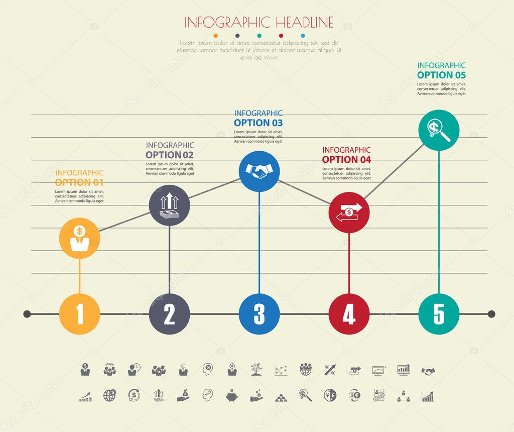 Timeline infographics with icons set Stock Vector by ©sweetjinkz 111590938