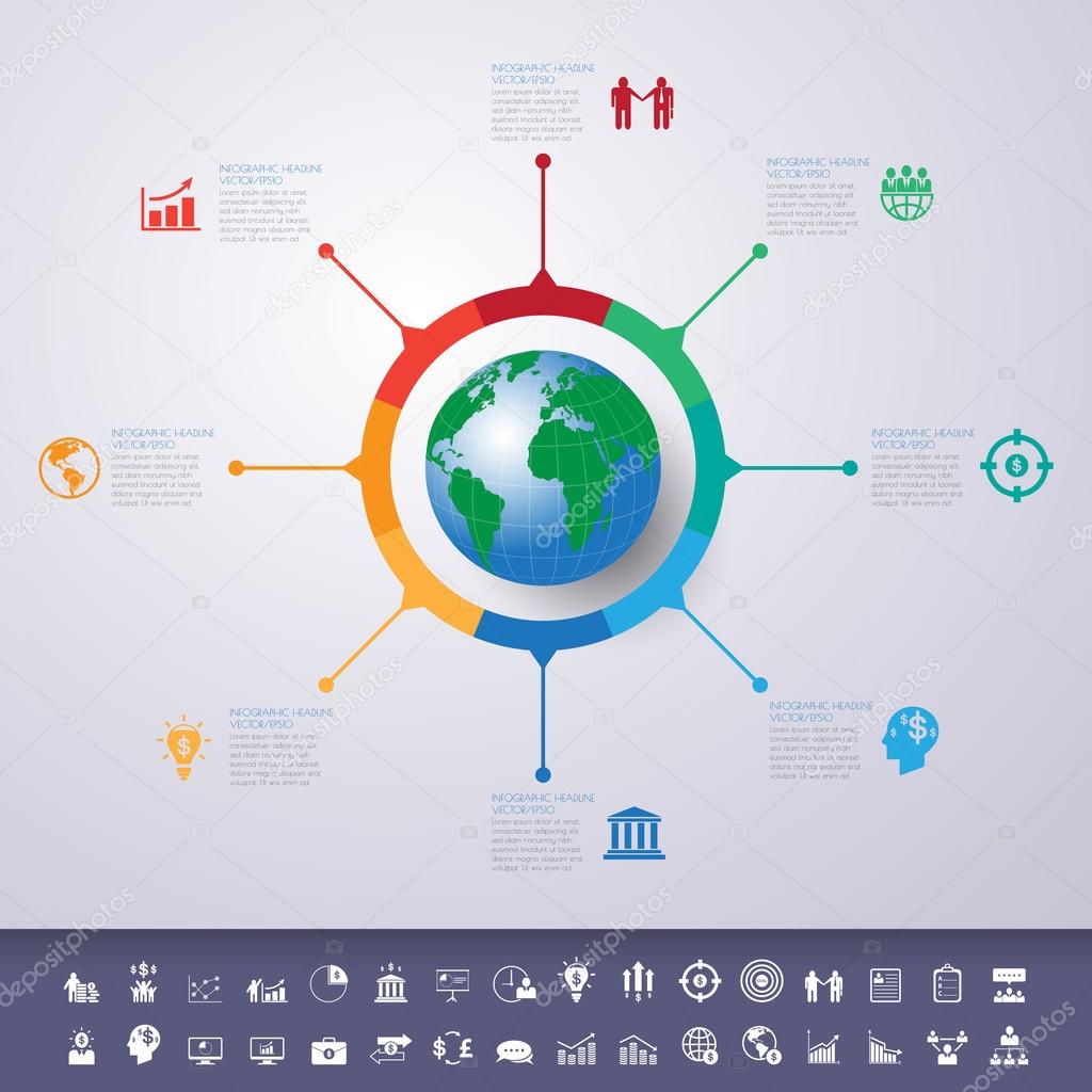 Infográfico digital com mapa do mundo imagem vetorial de sweetjinkz ...