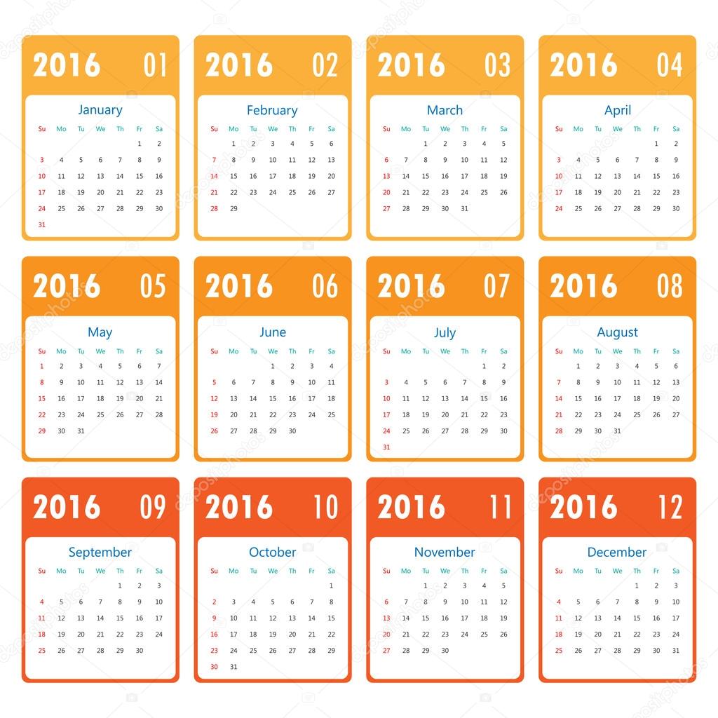 2016 Modern calendar template .Vector/illustration. Stock Vector by ...
