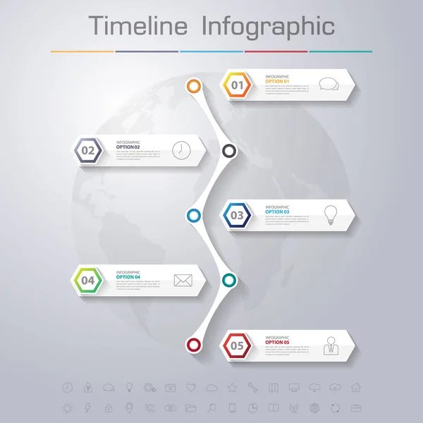 Long Shadow Design clean number timeline template/graphic or web Stock ...