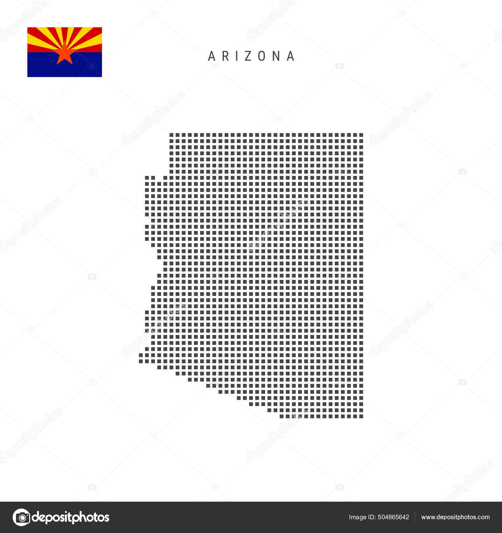 Square Dots Pattern Map Arizona Dotted Pixel Map Flag Isolated Stock ...