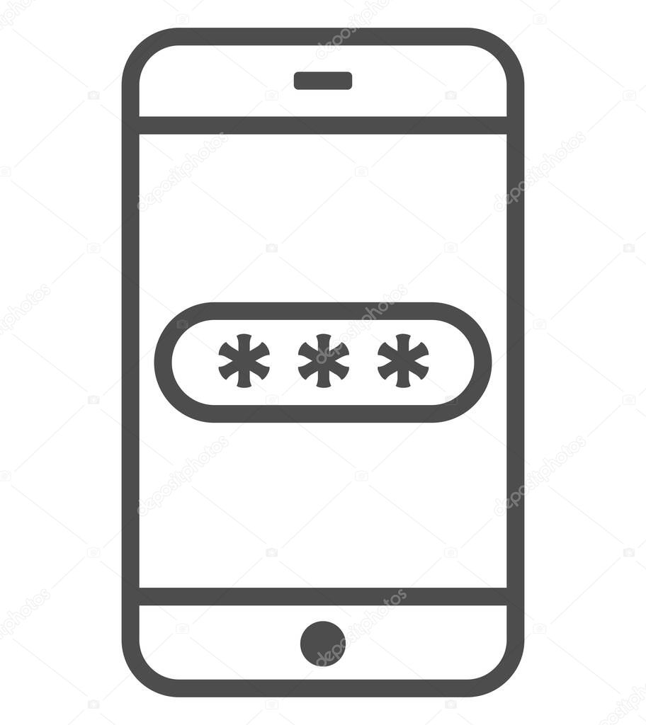 Teléfono Mockup con autenticación de contraseña cifrada. Autenticación de dos factores o ...