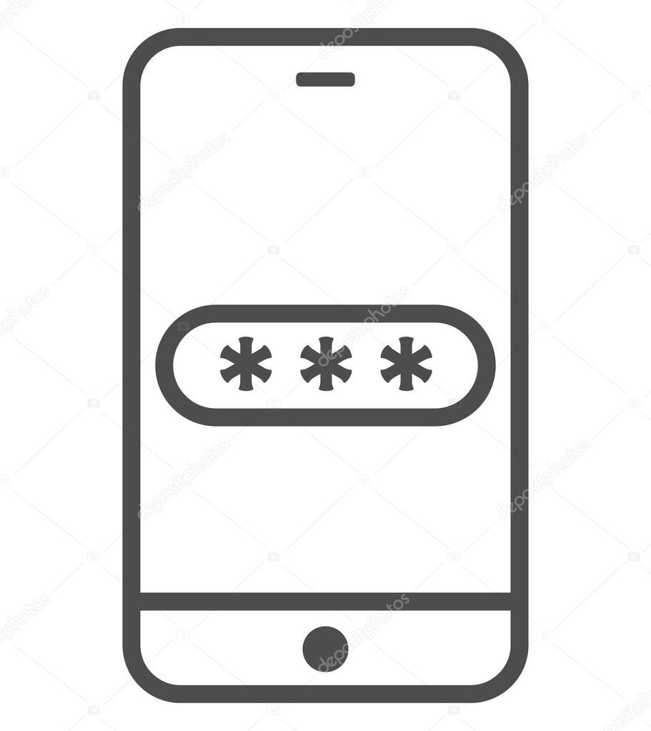 Teléfono Mockup con autenticación de contraseña cifrada. Autenticación de dos factores o ...
