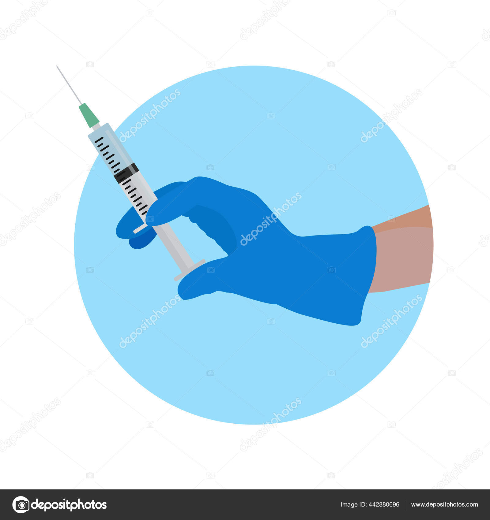 Hand Holding Syringe Medical Symbol Vaccination Treatment Cosmetology ...