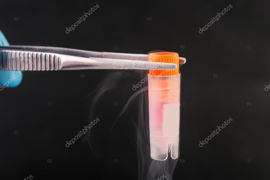 Cryovial with suspension for long-term storage. — Stock Photo ...