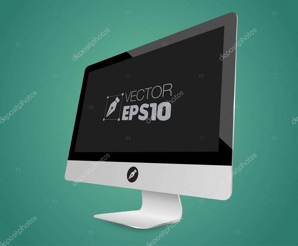 Vector computer display perspective isolated. Stock Vector Image by ...