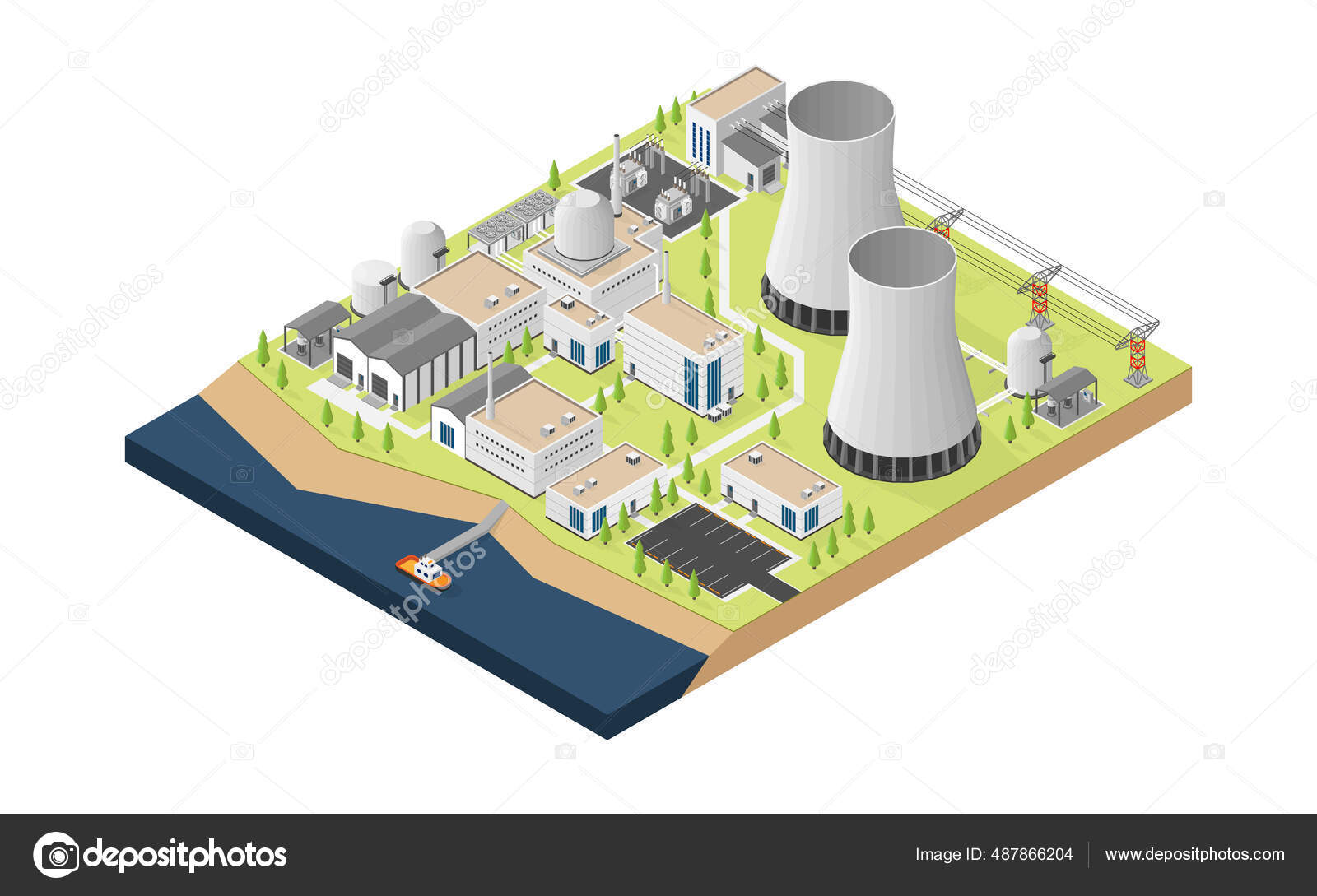 Nuclear Power Plant Isometric Graphic Stock Vector by ©chakawut@hotmail ...