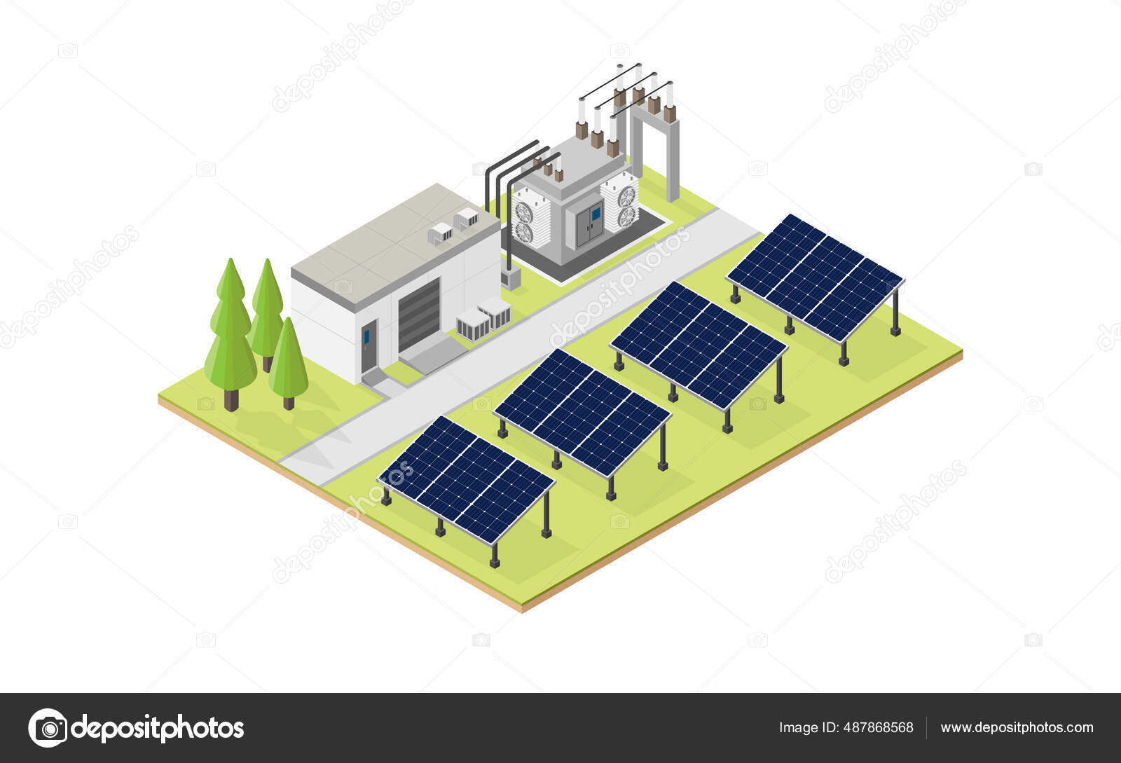 Solar Cell Energy Solar Cell Power Plant Isometric Graphic Stock Vector ...