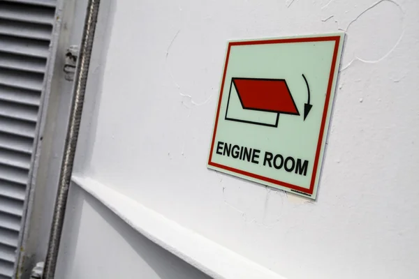 Warning sign of presence in a factory fire extinguisher — Stock Photo ...