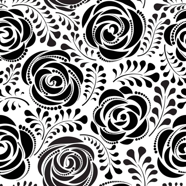 Floral seamless pattern with flower rose. Abstract swirl line bloom ...