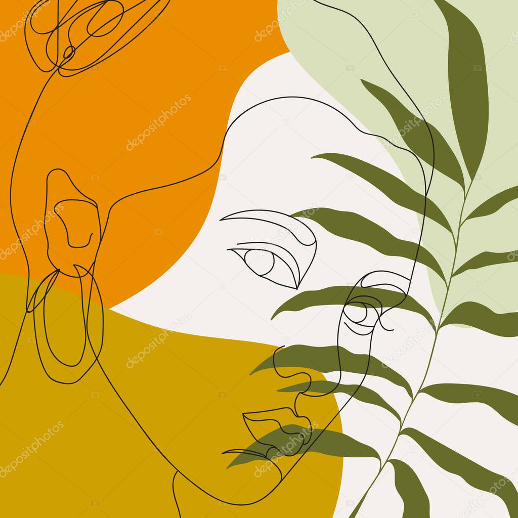 Rostros abstractos modernos, concepto de moda, belleza de mujer ...